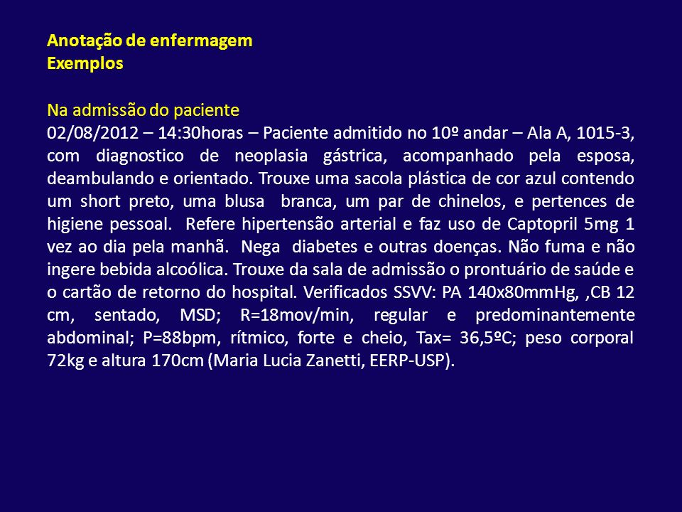 Exemplo De Anotação De Enfermagem Para Admissão – Novo Exemplo Exemplo De Anotação De Enfermagem Para Admissão – Novo Exemplo