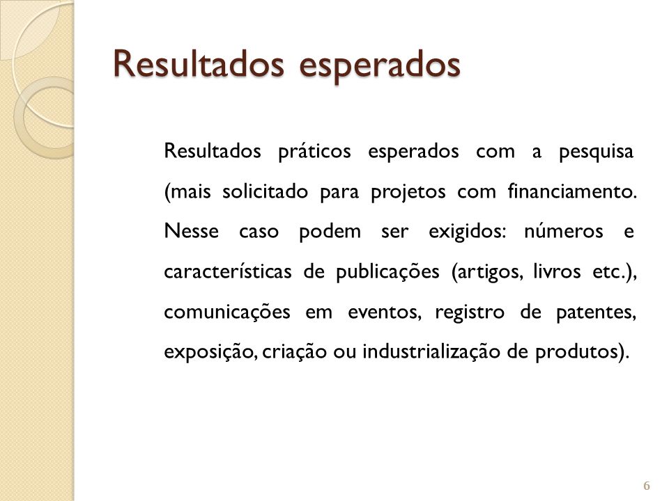 Exemplo De Resultados Esperados De Um Projeto De Pesquisa Vários Exemplos