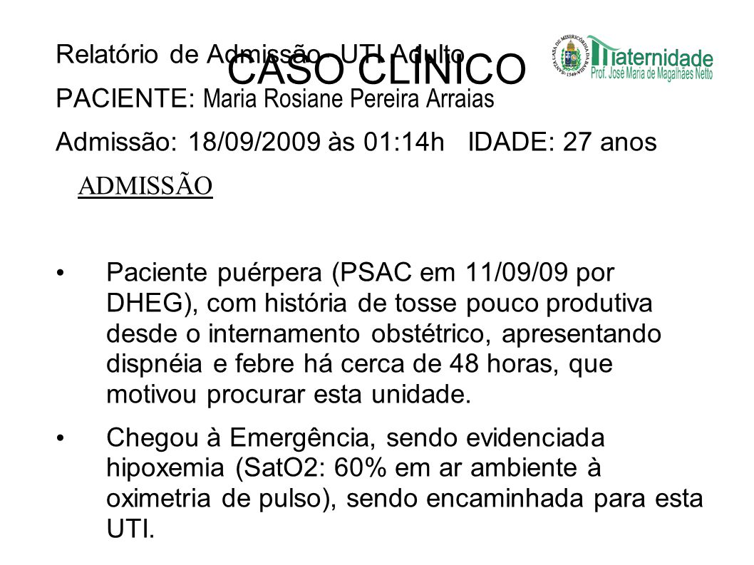 Exemplo De Admissão De Paciente Em Uti - BRAINCP Exemplo De Admissão De Paciente Em Uti - BRAINCP