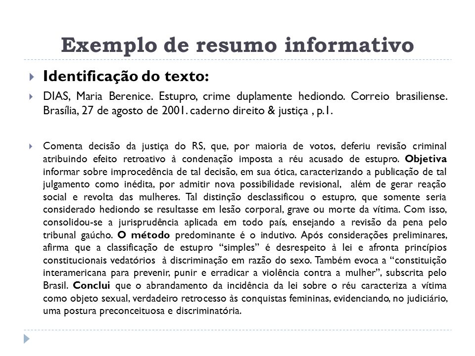 Exemplo De Resumo De Texto Pronto – Novo Exemplo Exemplo De Resumo De Texto Pronto – Novo Exemplo